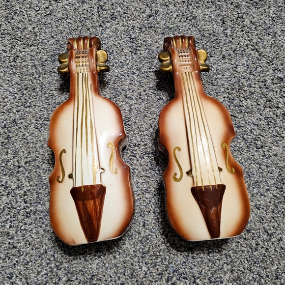 Wall Decor | 2 Enesco Violin Cello String Instrument Porcelain Ceramic ...